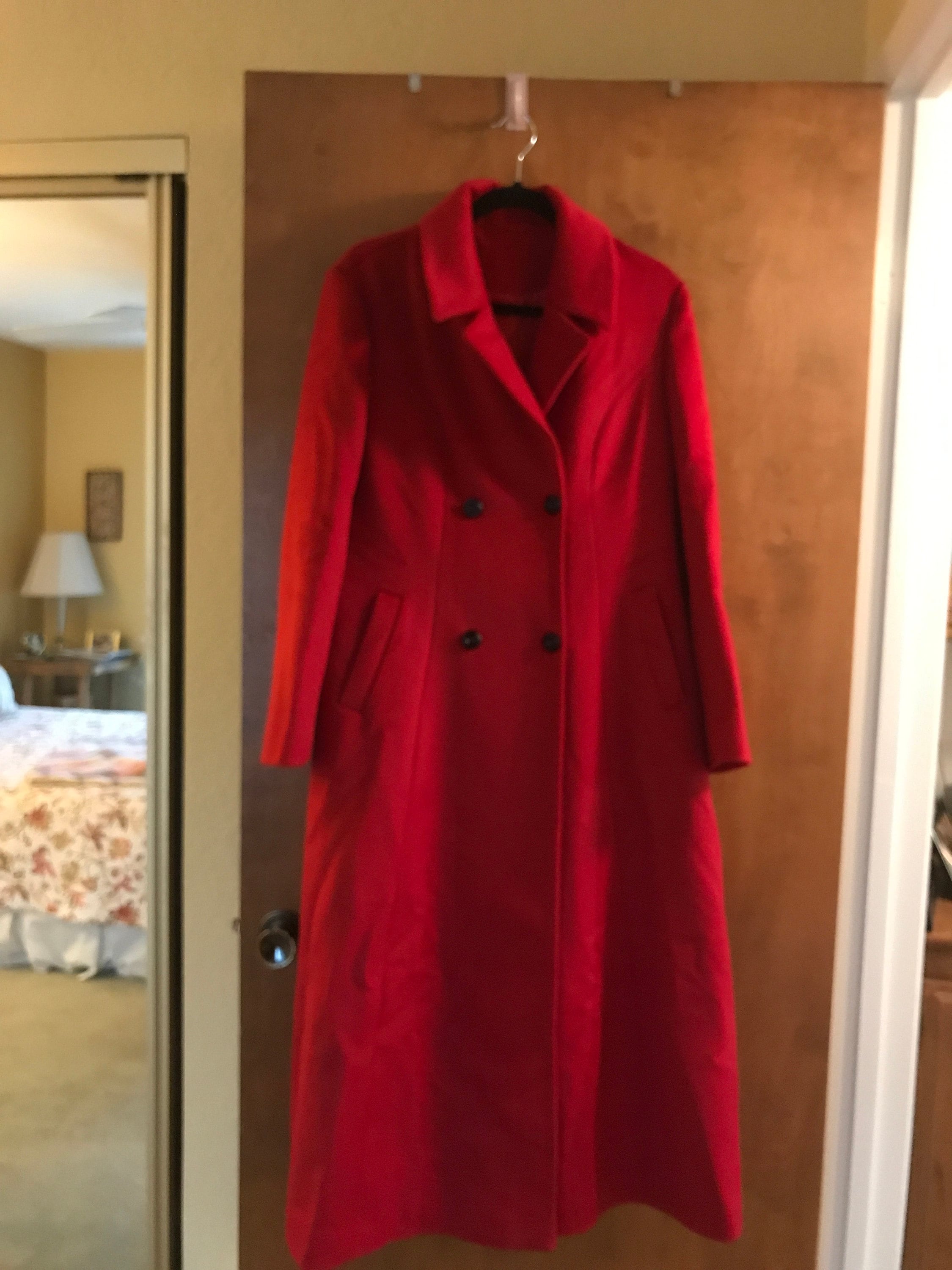 Red Wool Coat Long Wool Coat Double-breasted Wool Coat | Etsy