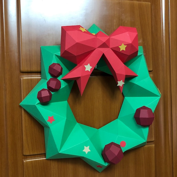 Wreath for Door, Papercraft Wreath, 3D Wreath, Christmas Decor, DIY ...