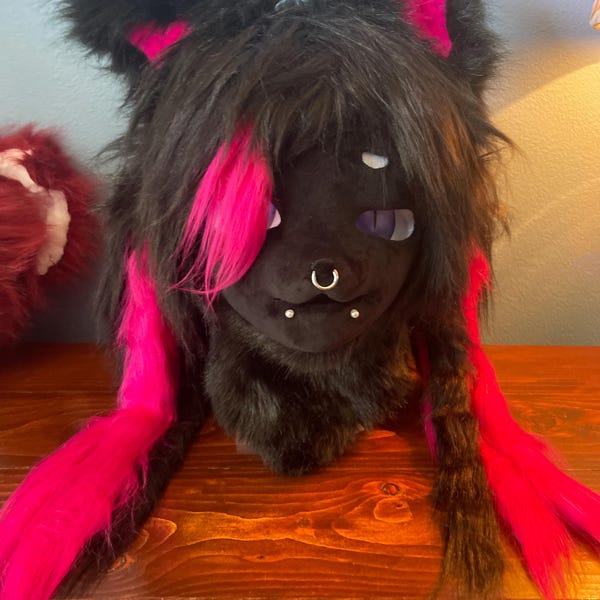 Kig Fursuit Head Cat Furry Head With Lolita Clips, Kig Kemono Fursuit ...