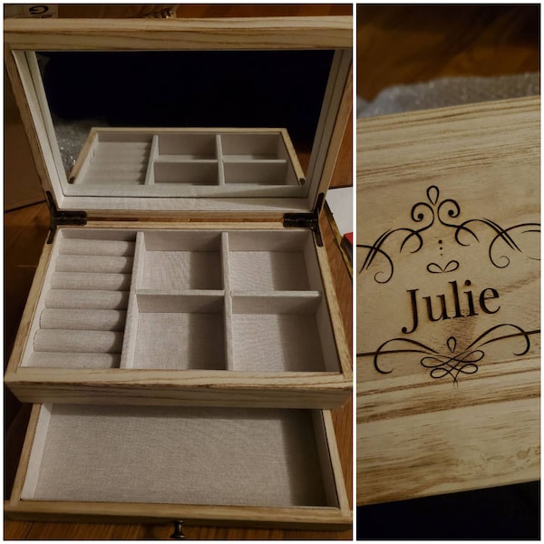 Custom Wooden Ring Box, Personalized Engraved Ring Holder, Square ...