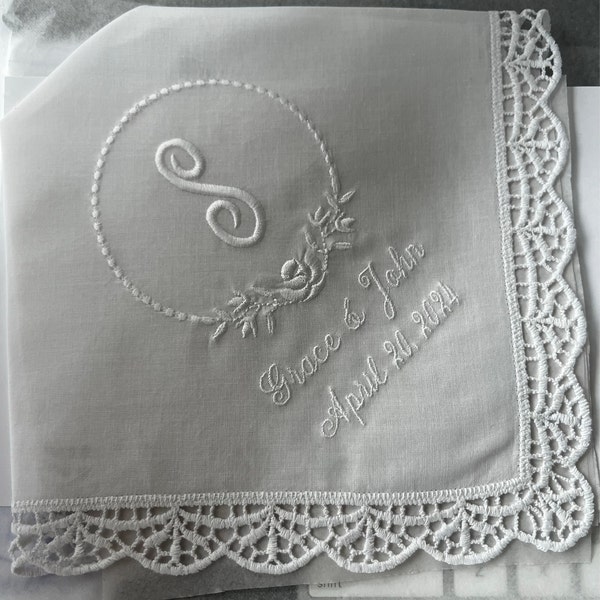 Wedding Handkerchief for Bride, Something Blue Gift, Wedding Shower ...