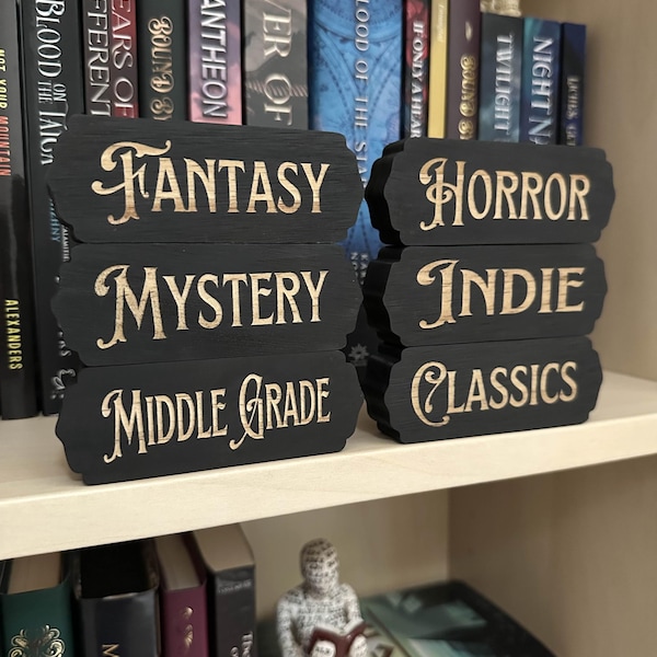 Book Genre Signs-gifts for Book Lovers- Book Shelf Decor- Categories ...