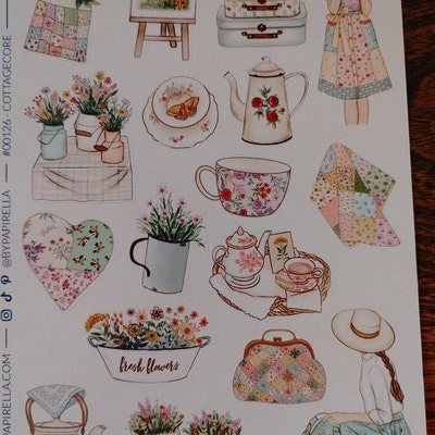 COTTAGECORE Sticker Sheet / Journaling Stickers, Planner Stickers ...
