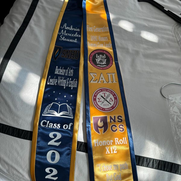 Angled Bottom- Dual Colored Panel Custom Graduation Stole (HBCU Style ...