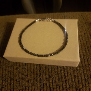 Black Spinel Stretch Bracelet, Ultra Delicate Faceted Tiny Beads ...
