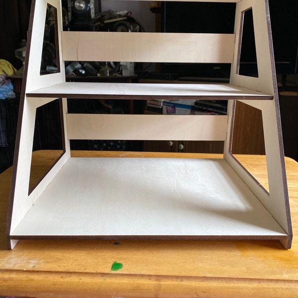 Wooden Portable Retail Table Display Stand Countertop 3 Step Riser ...