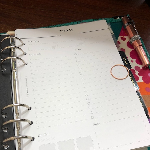 PRINTED Day on One Page Hourly Planner, DO1P, A5 Planner Inserts, Daily ...