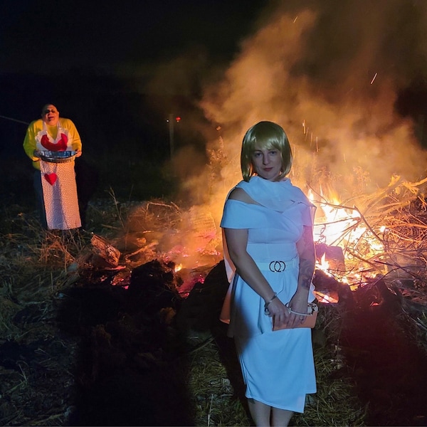 Uncle Fester Inspired Addams Family Values Kitch Heart Apron Halloween ...