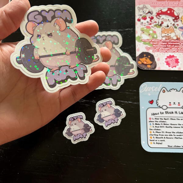 Workout Buddy: Cute Gym Rat Sticker | Adorable Kawaii Vinyl Decal, Fun ...