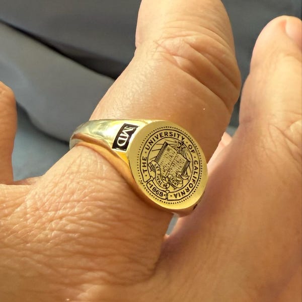 Custom Signet Ring College Emblem Signet Ring -personalized Ring Class ...