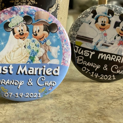 Mickey and Minnie Just Married Disney Buttons-mickey and Minnie Just ...