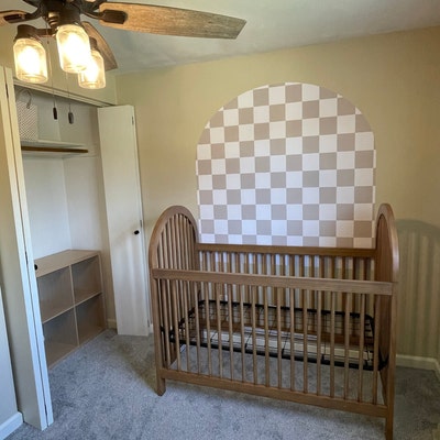 Retro Arch Checkered Pattern Wall Decal, Checkered Focal Wall Mural ...