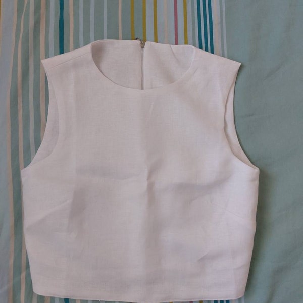 Linen Top Tie Back, Open Back Linen Top for Women, Linen Blouse, Square ...
