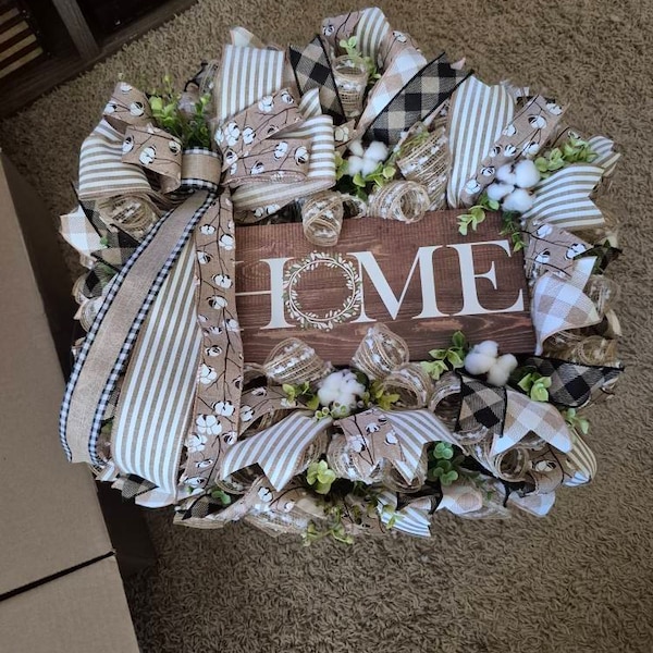 Everyday Welcome Wreath, Farmhouse Neautral Year Round Wreath for Your ...