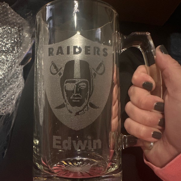 NFL Las Vegas Raiders Engraved Beer Mug, Raiders Gift, 16 or 26oz Beer ...