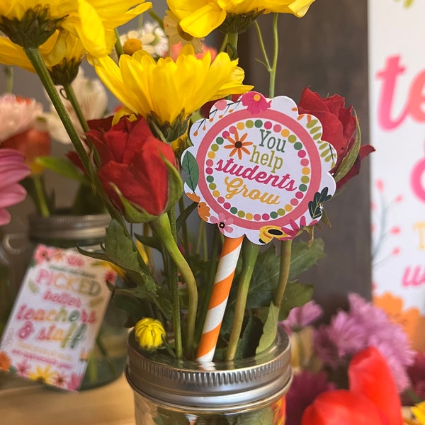 Teacher Appreciation Printable Flower Set, Floral Theme Teachers Week ...