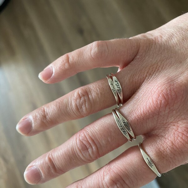 Custom Name Ring • Personalized Stacking Ring • Skinny Stackable Names ...