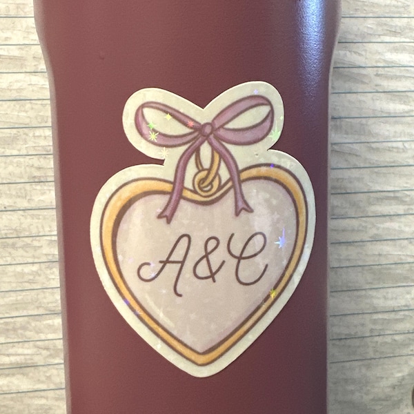 Custom Initial Heart Locket Waterproof Sticker-unique Gift ...