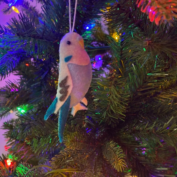 Parakeet Ornament Budgie Ornament Felt Blue & White Pet Bird Gift ...