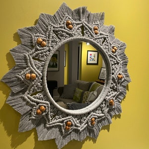 Macrame Round Mirror, Mandala Macrame Diy Pattern, Macrame Wreath Autumn Style Crochet Mirror ...