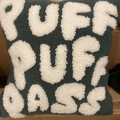 Black Puff Puff Pass Punch Needle Pillow, Throw Pillow, Decorative Sofa ...