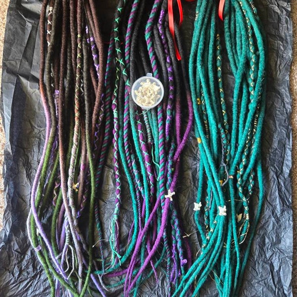 Wool Ombre Dreadlocks Shades of Golden Fall Green, Khaki, Forest ...