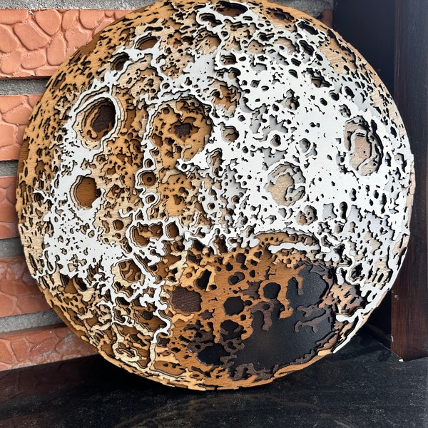 7 Layers Multi Layer Full Moon Laser Cut 3D File SVG Detailed Moon ...