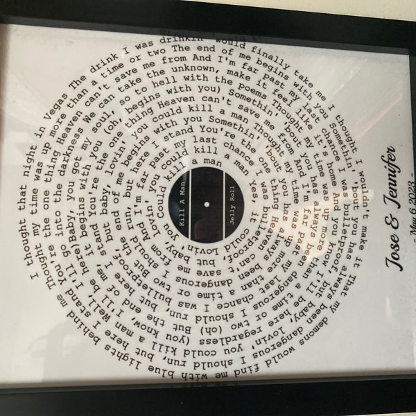 Digital Personalised Song Lyrics Print in a Vinyl Record Label Style ...