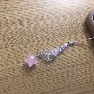 Pink Phone Charm Cute Beaded Keychain Aesthetic Phone Straps Y2k Star ...