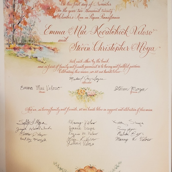 Beautiful Family Trees in Calligraphy With Custom Watercolors, Wedding ...