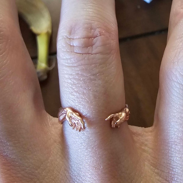 Hand of God Giving Life to Adam Ring, Sterling Silver the Hands Ring ...