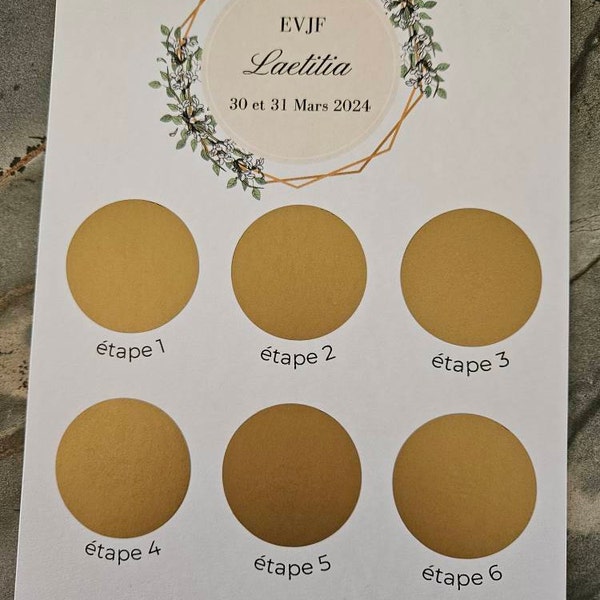 Planning EVJF sous forme de carte à gratter, programme EVJF ...