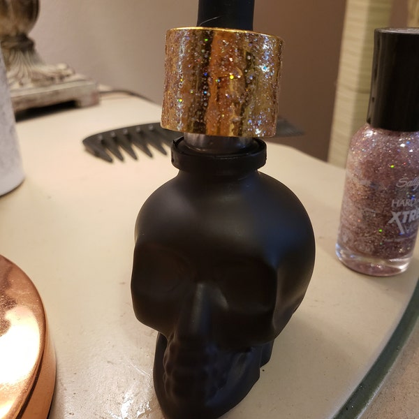 1 Oz Gold Silver Black - Glass Skull Bottle, Skull Dropper, Skull ...
