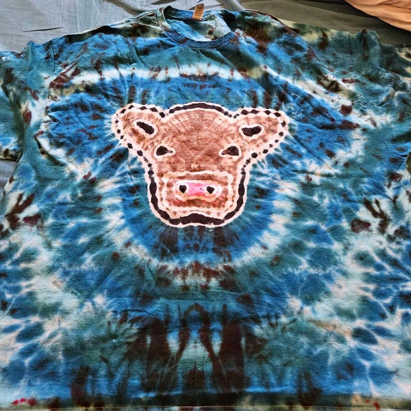 Hand Dyed Made to Order Cow Tie Dye Shirt, Brown Cow Tie Dye, T-shirt ...