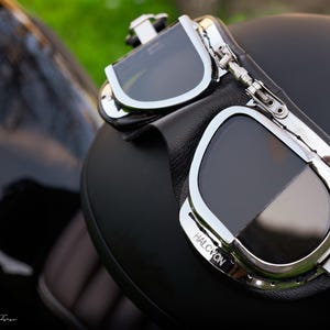 Halcyon Racing Goggles, Black Painted Brass Frames, Black Leather, for ...