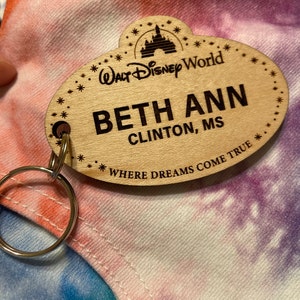 Disney World or Disneyland Cast Member Inspired Wood Keychain or Bag ...