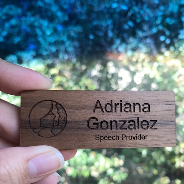 Wooden Name Tags - Laser Engraved , With Magnetic Holder - Etsy