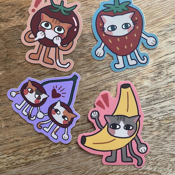 Fruit Cat Stickers Aesthetic Cute Stickers Sticker Pack - Etsy