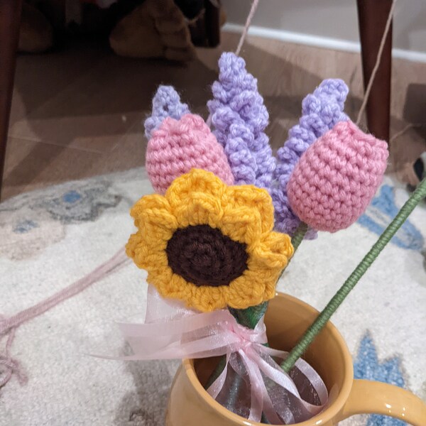 Crochet Sunflowers in a Pot PATTERN. Ukrainian Sunflowers. Sunflower ...