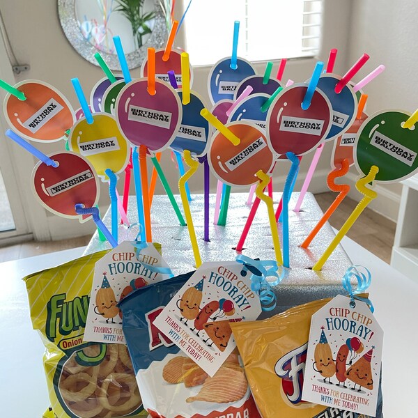 Printable Birthday Treat Tag Chip Bag Tag Chip Hooray Birthday Favor ...
