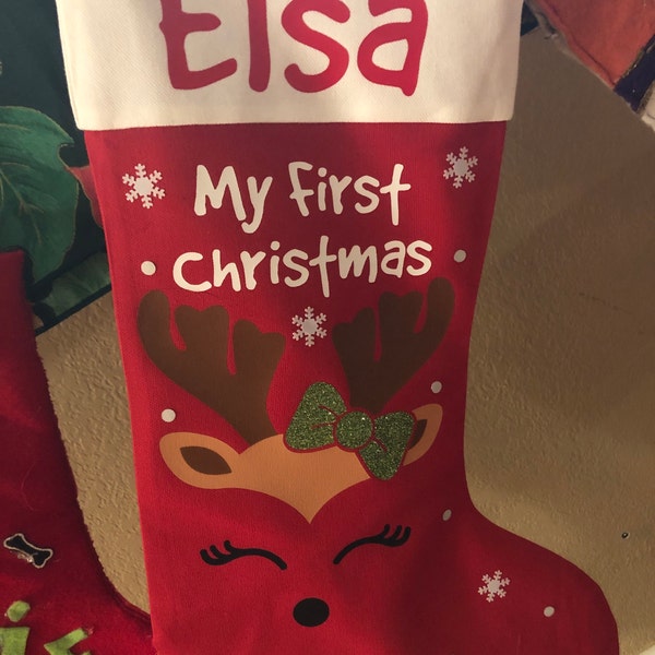 First Christmas Stocking, Baby Girls First Christmas Stocking, First ...