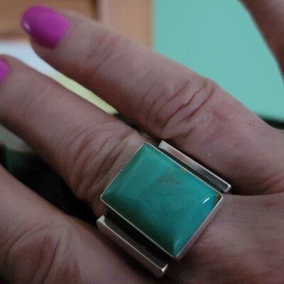 Beth Dutton Inspired Turquoise and Sterling Silver Large Statement Ring ...