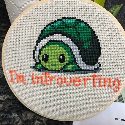 I'm Introverting Turtle Cross Stitch Pattern, Animal Embroidery, Funny ...