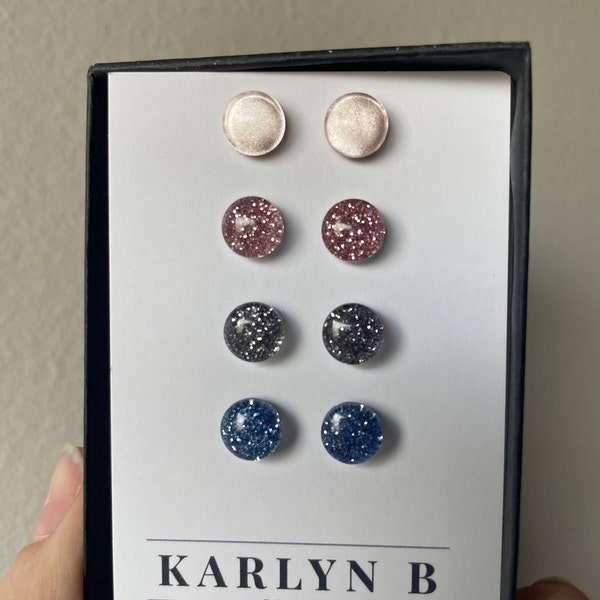 Build Your Own Four Pair Stud Earring Set - Colorful Dot Earrings ...