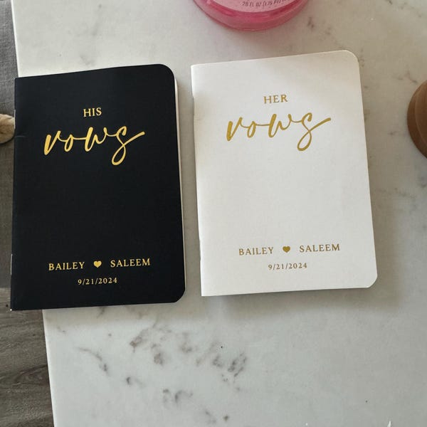 Custom Gold Foil Vow Book Set, Wedding Vow Books, His and Hers Vows ...
