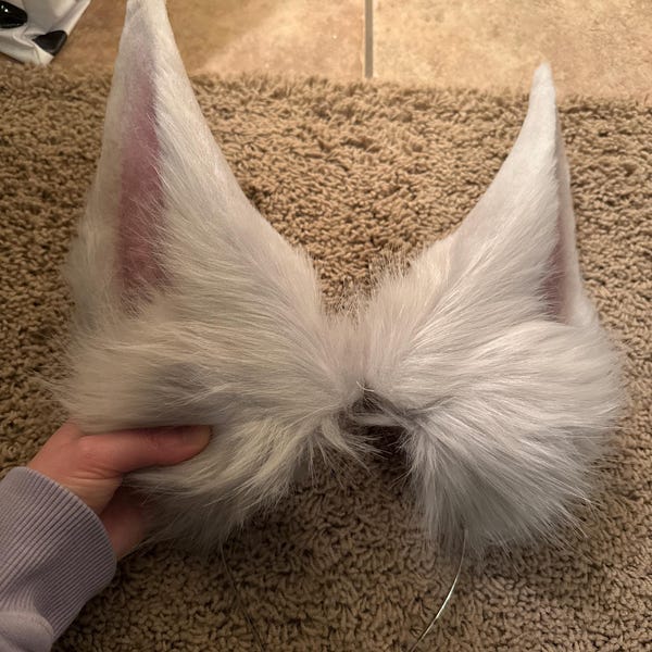 Handmade Dog Puppy Ears Tail Set Furry Faux Fur Airplane Dog Ears ...