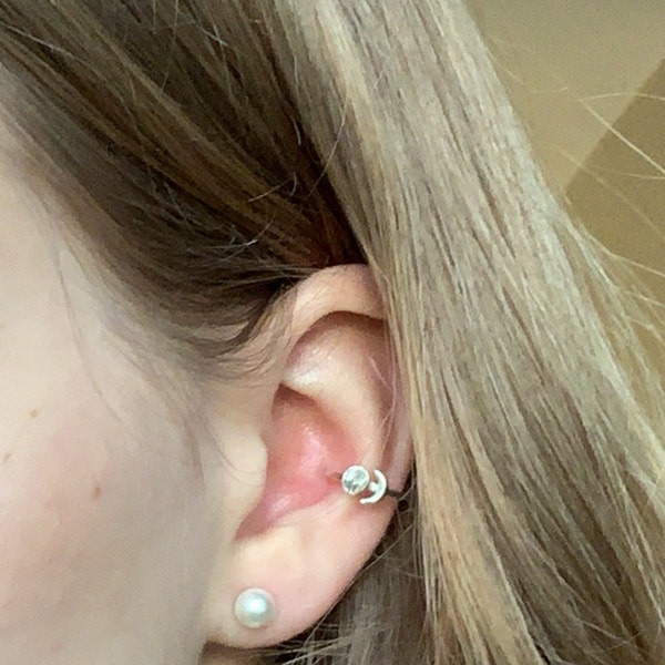 Moon Phases Conch Piercing, Cartilage Earring, Celestial Daith Earring ...