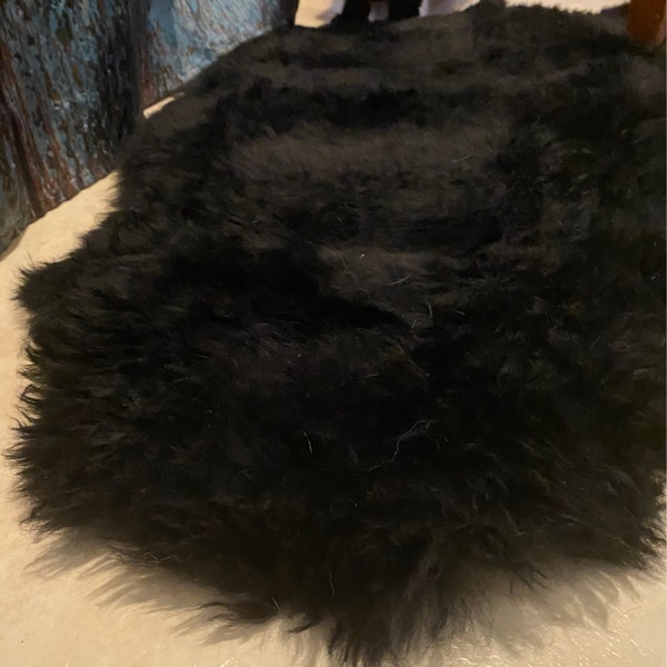 Genuine Real Sheepskin Rug Black Sheepskin Rug Single Pelt Wool Fur ...