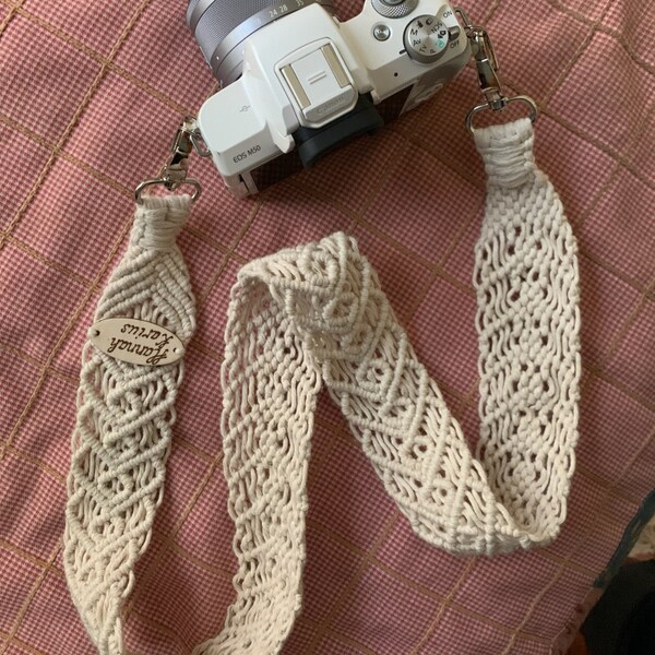 Personalized Macrame Cotton Strap Woven off White Camera Strap ...