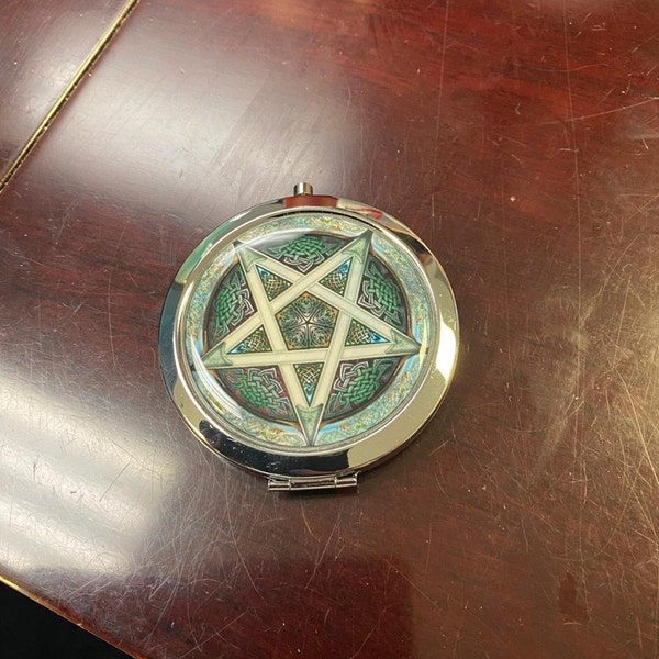 Pentagram Pentacle Wicca Witchcraft Star Celtic Round Metal Makeup Hand ...